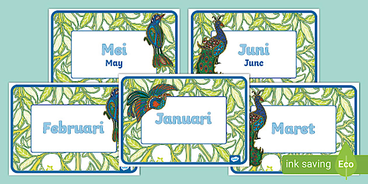 Months of the Year Batik Posters Indonesian - Twinkl