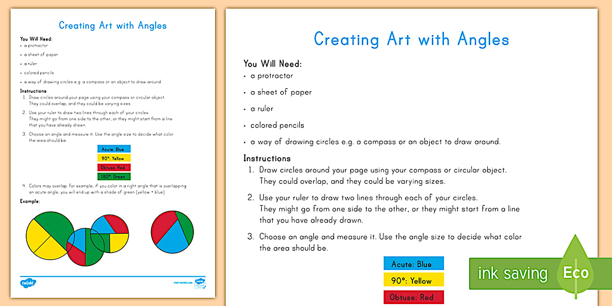 Editable Creating Art with Angles Worksheet - Twinkl