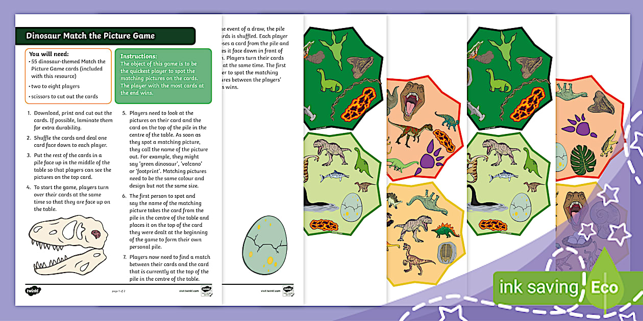 Dinosaur Match the Picture Game - Twinkl