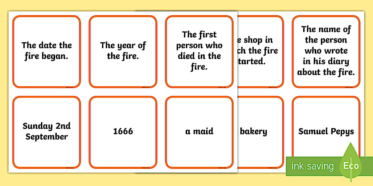 The Great Fire of London Matching Cards (teacher made)
