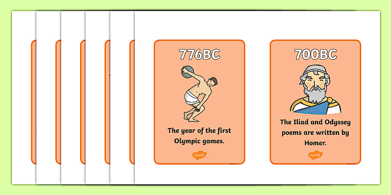 Ancient Greece Timeline Cards (teacher made) - Twinkl