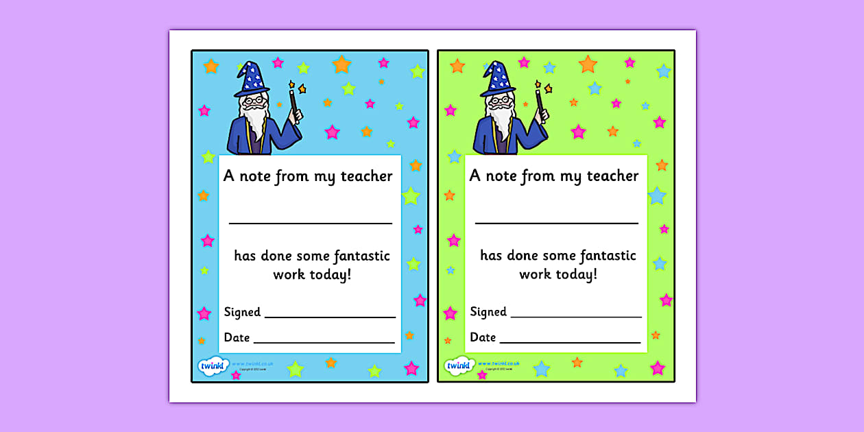Note From Teacher Wonderful Work - Twinkl