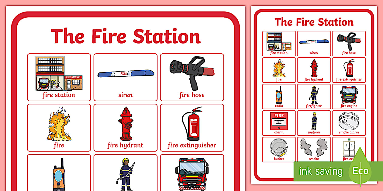 The Fire Station Aistear Vocabulary Poster - Twinkl