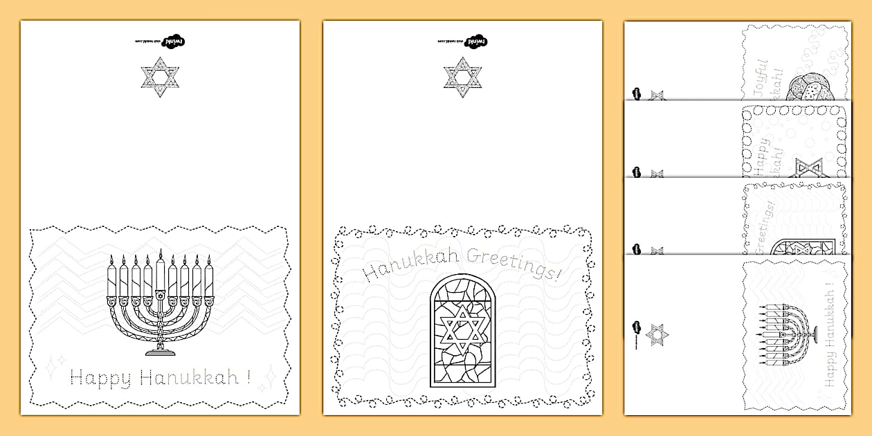 Traceable Hanukkah Cards Handwriting Practice (Teacher-Made)
