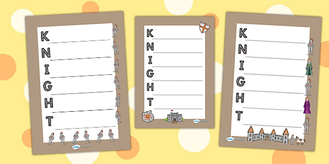 Knight Acrostic Poem (teacher made) - Twinkl