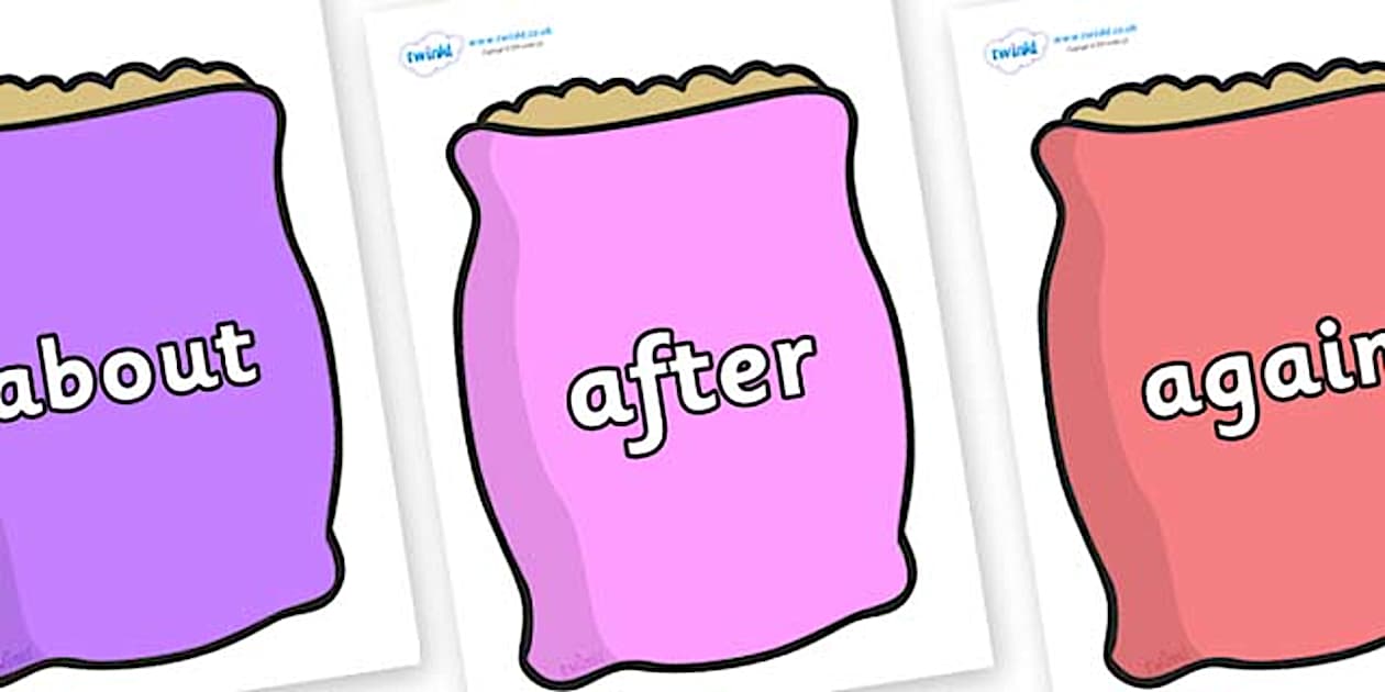 KS1 Keywords on Bags (teacher made) - Twinkl