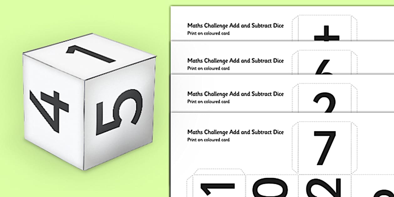 Maths Challenge Addition and Subtraction Dice (teacher made)