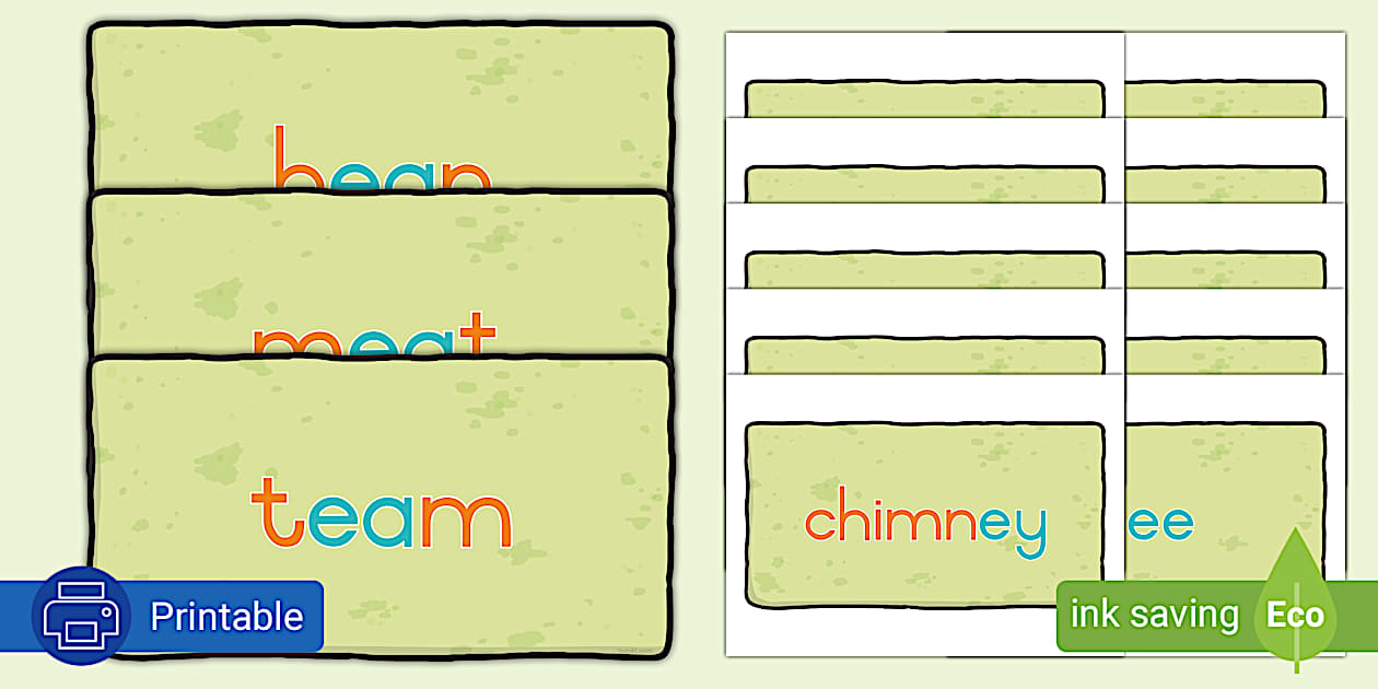 Grade 3 Phonics ea, ee, ey Word Wall Cards - Twinkl