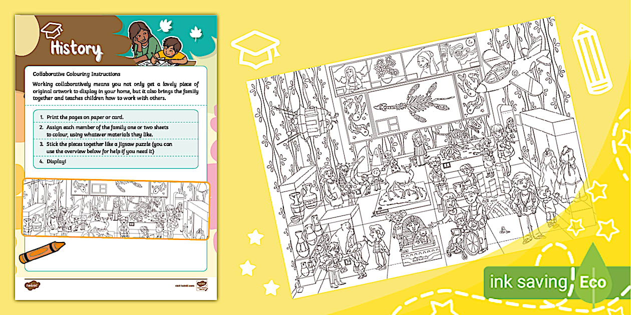 History Museum Themed Collaborative Colouring (Ages 3 to 7)