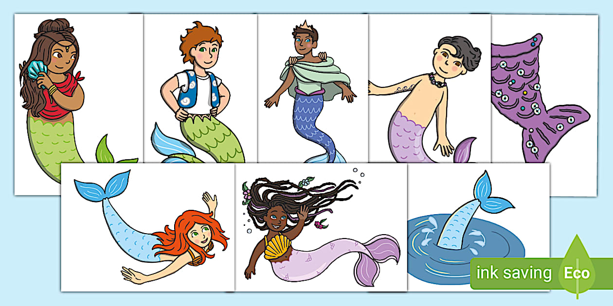 Merman and Mermaid Tail Display Cut-Outs (teacher made)