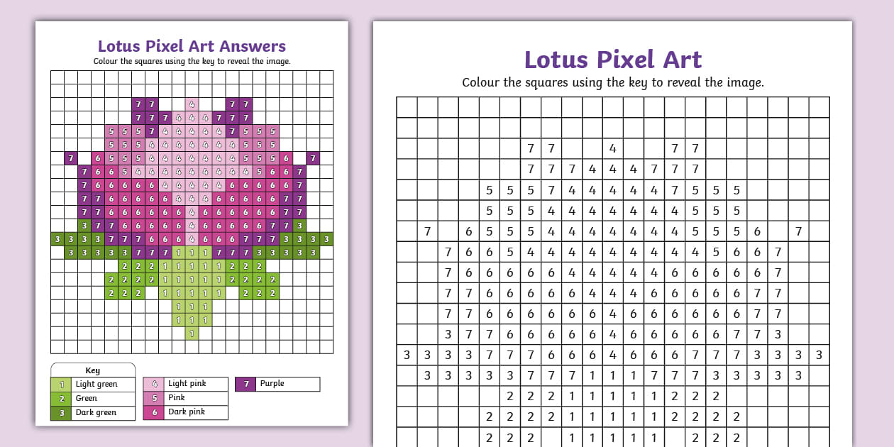 Lotus Pixel Art Template (Teacher-Made) - Twinkl