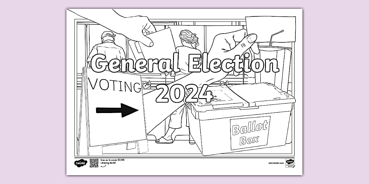 General Election 2024 Montage Colouring Page (teacher made)