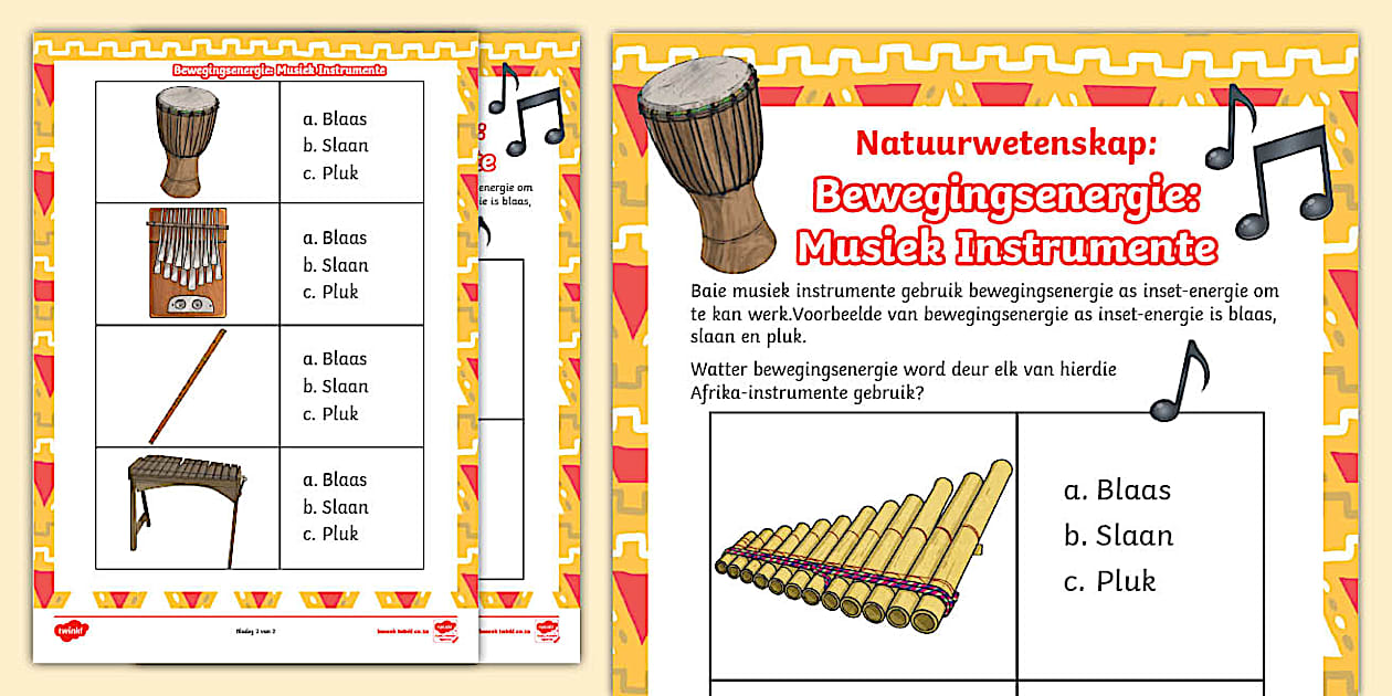 Bewegingsenergie: Musiek Instrumente - Twinkl