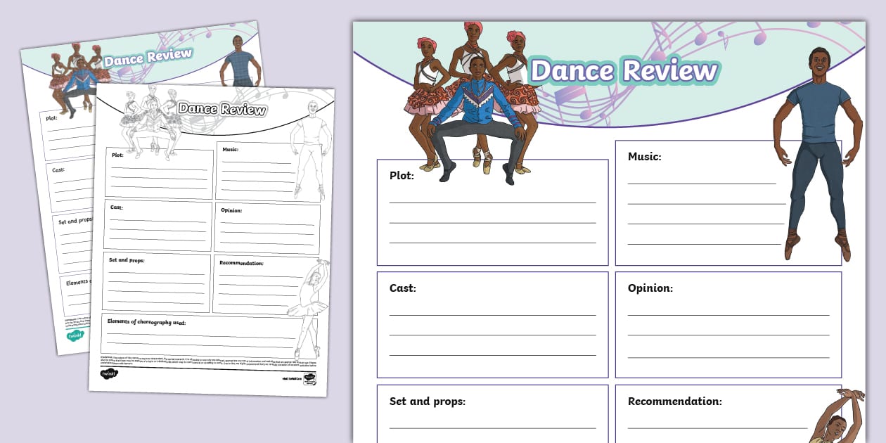 Dance Review Worksheet - Twinkl writing (teacher made)