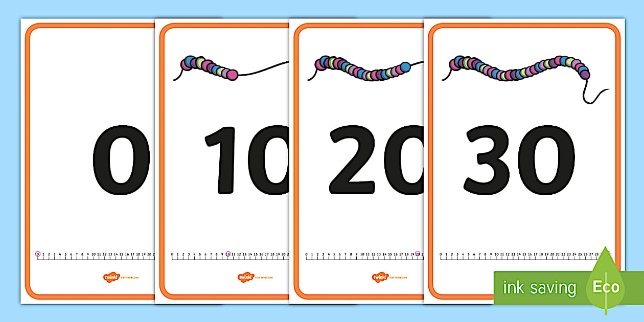 Visual Number Line with Beads 0-30 Poster - Visual Number Line Posters 0-30