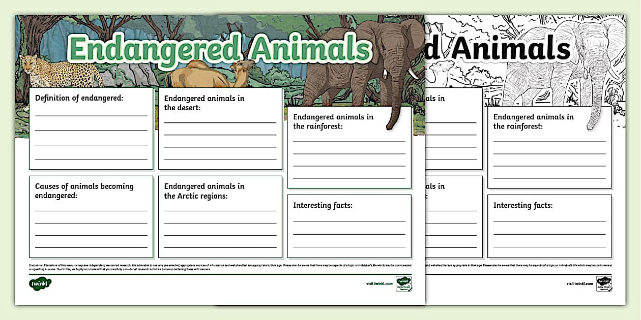 Endangered Animals Fact File Template