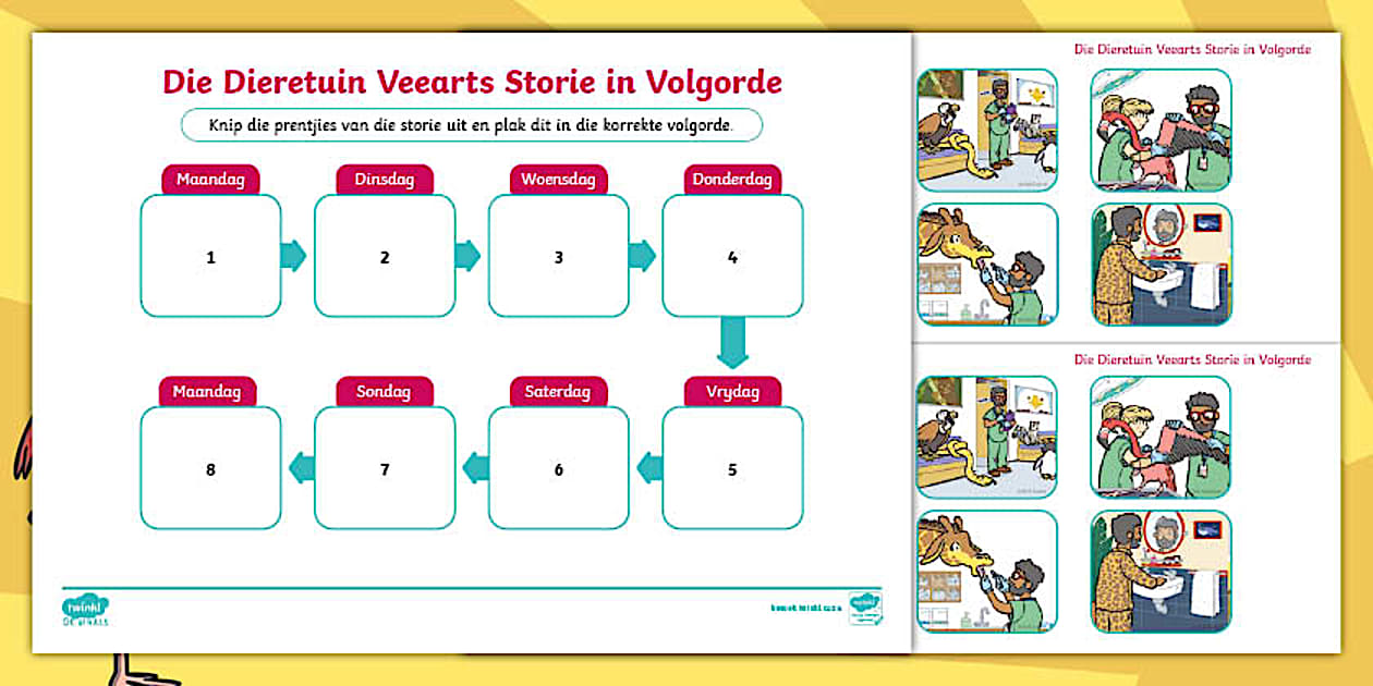 Die Dieretuin Veearts - Volgorde van Storie - Twinkl