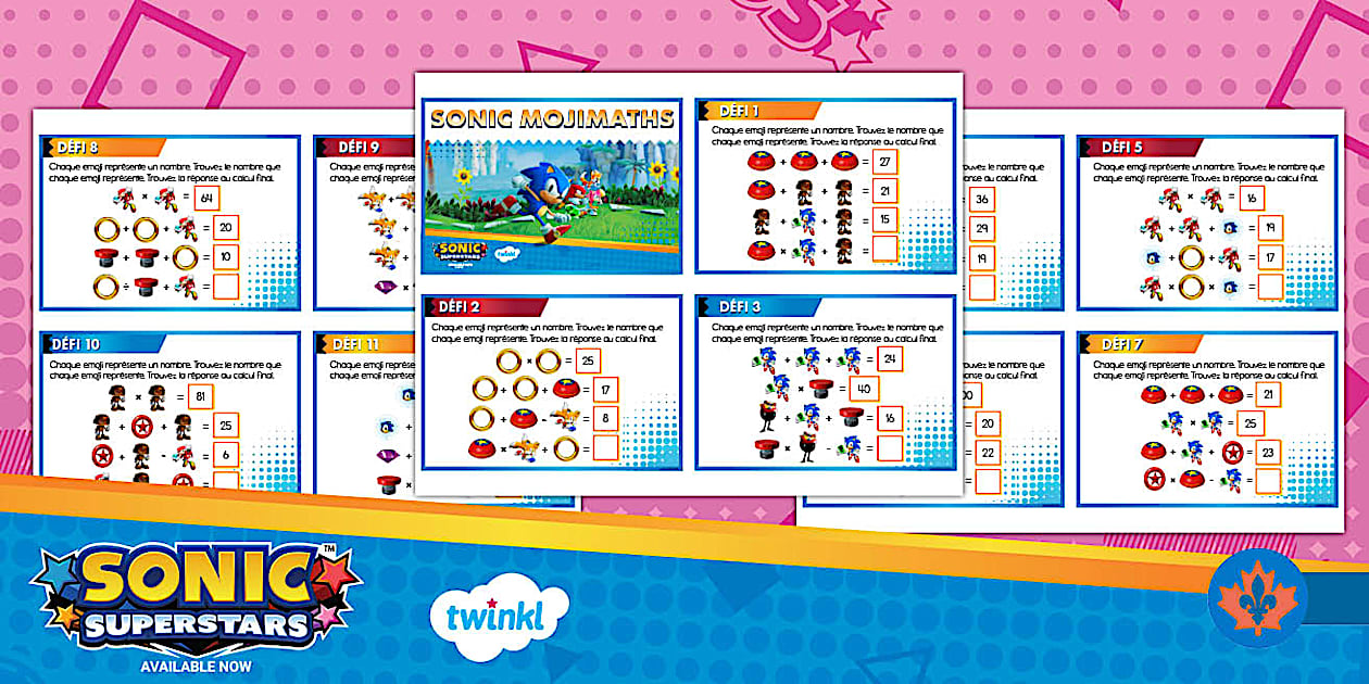 FREE! - Sonic: Moji Maths Challenge Cards [Ages 9-11] French