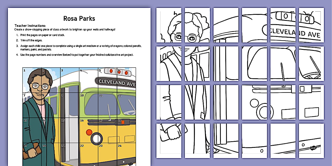 Rosa Parks Collaborative Art Pack for Kids | Twinkl USA