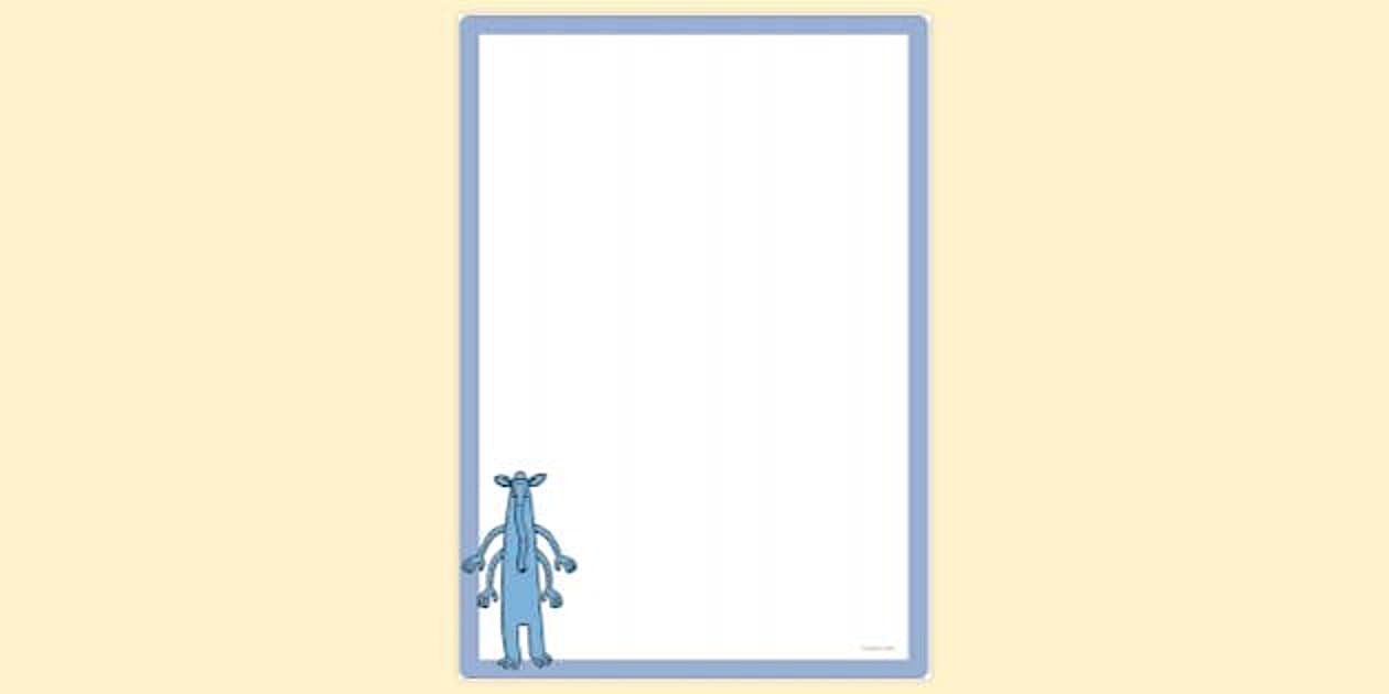 Simple Blank Blue Alien With Trunk Page Border | Twinkl