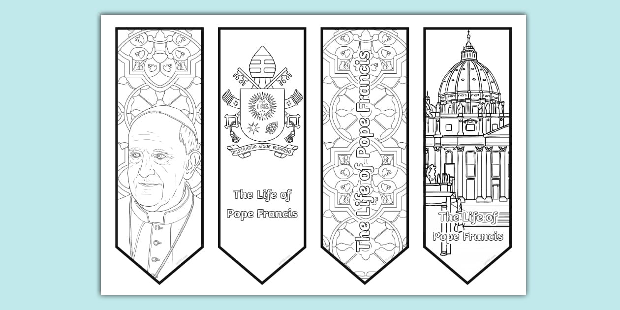 KS2 The Life of Pope Francis Colouring Bookmark - Twinkl