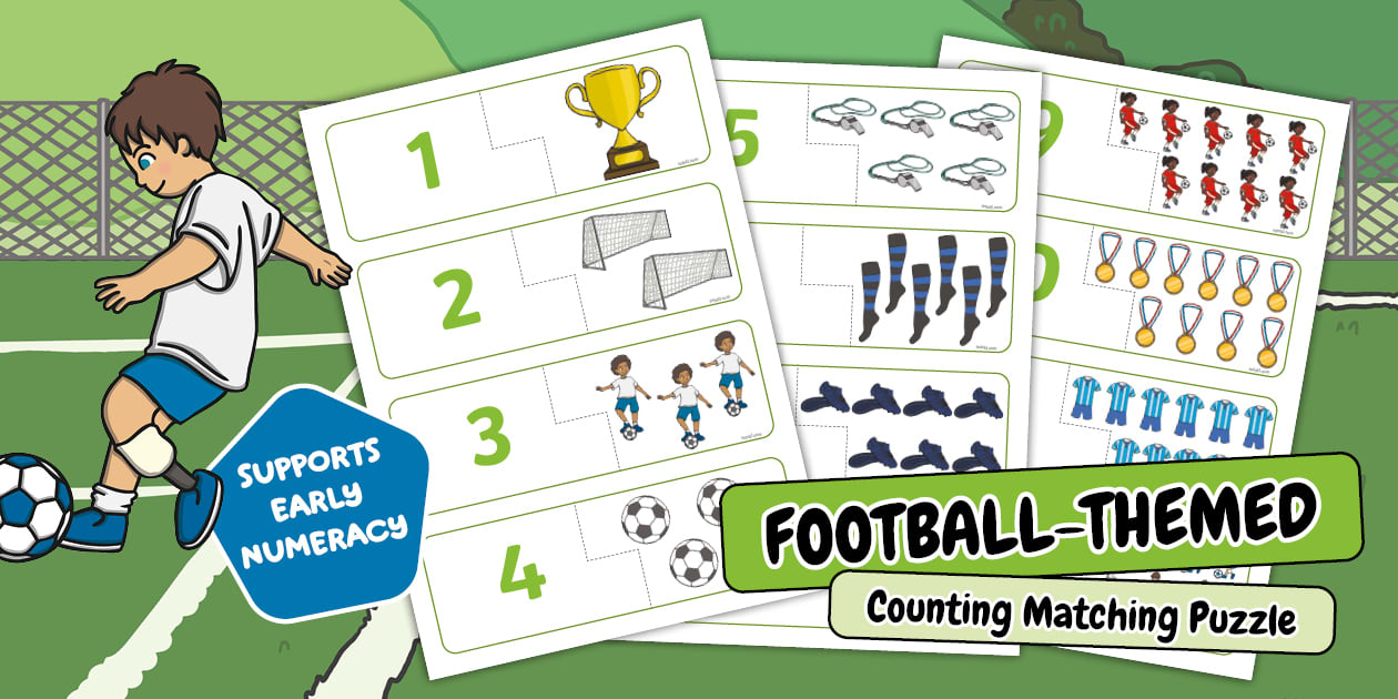 Football-Themed Counting Matching Puzzle | Twinkl
