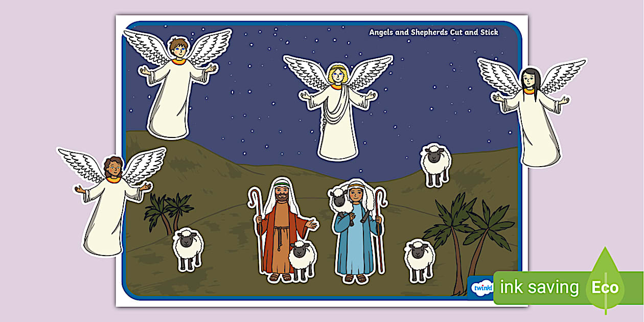 Angels and Shepherds Cut and Stick Activity (Teacher-Made)