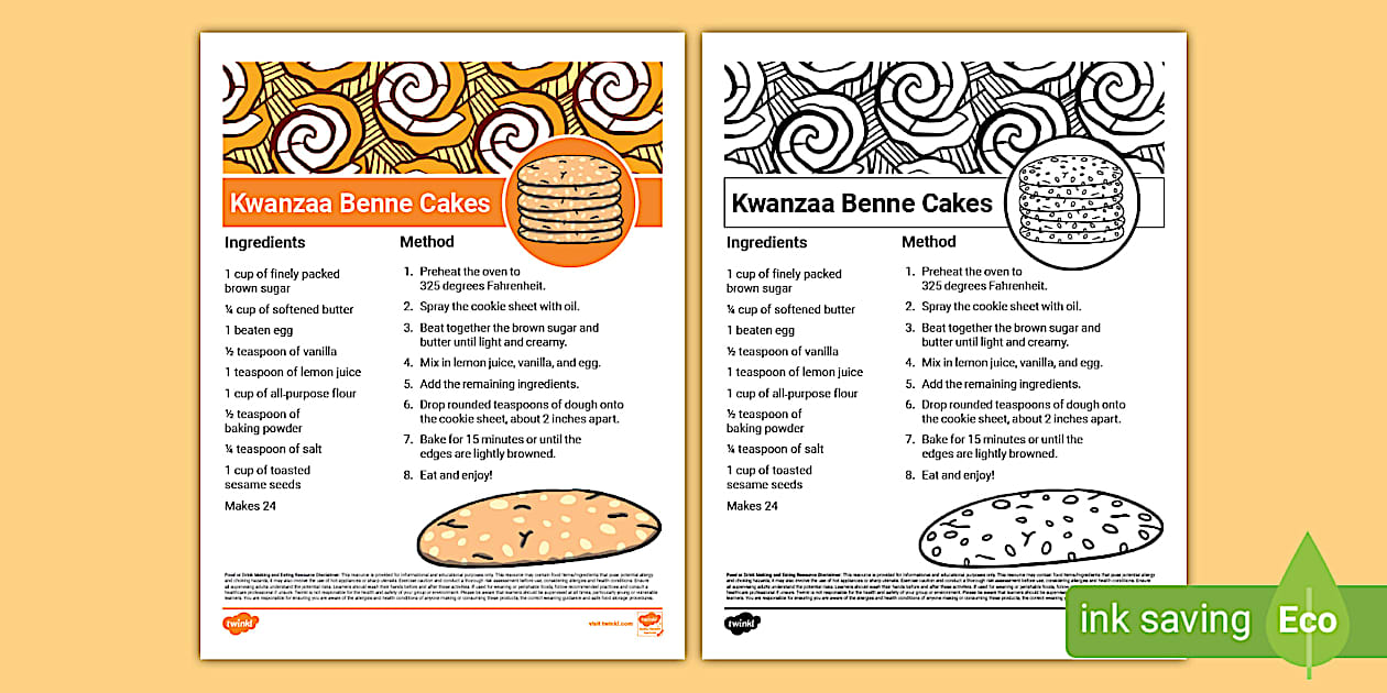 Printable Kwanzaa Benne Cake Recipe for Kids | Twinkl USA