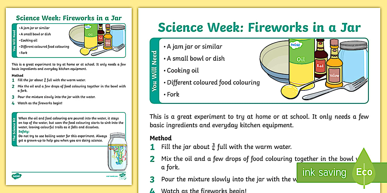 Fireworks in a Jar Experiment (teacher made) - Twinkl