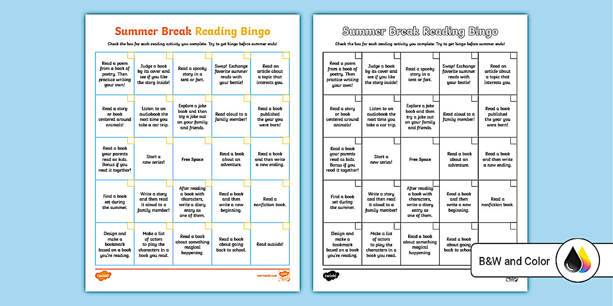 Printable Summer Reading Bingo Grades 3-5 - Twinkl USA