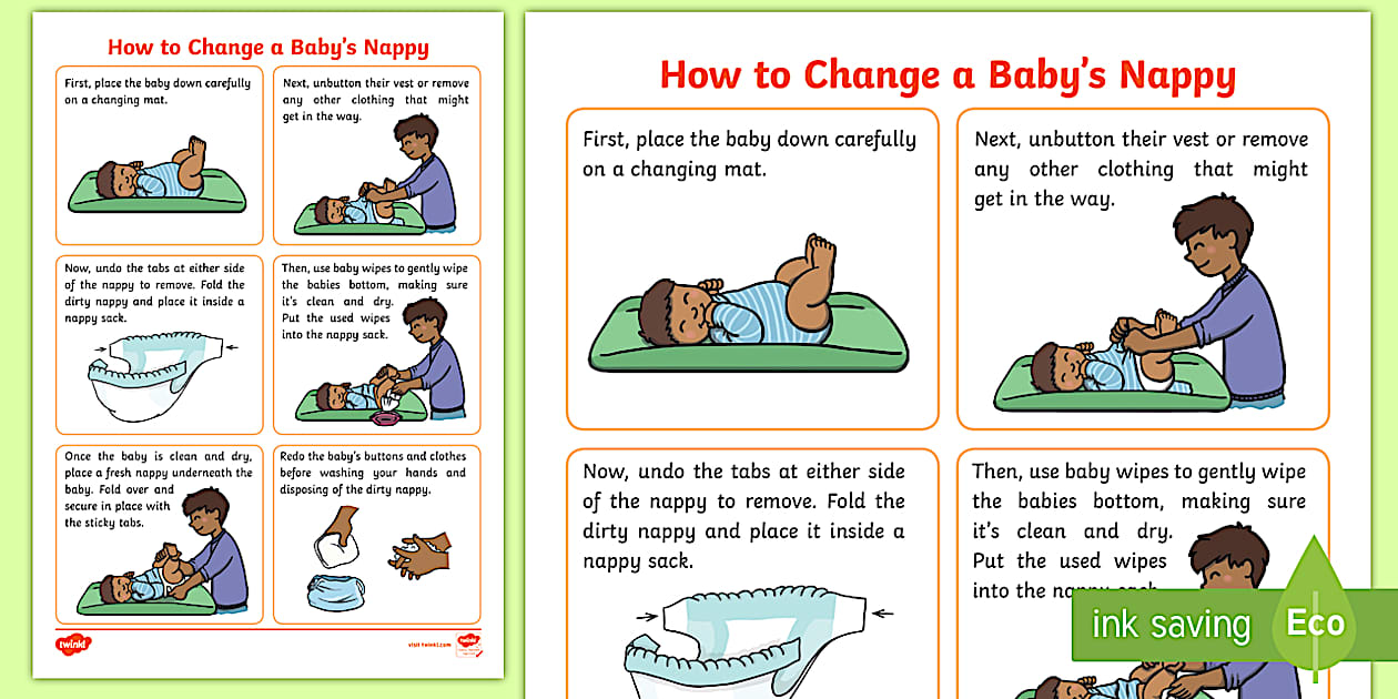 Black and White CfE (First) How to change a nappy Step-by-Step Instructions