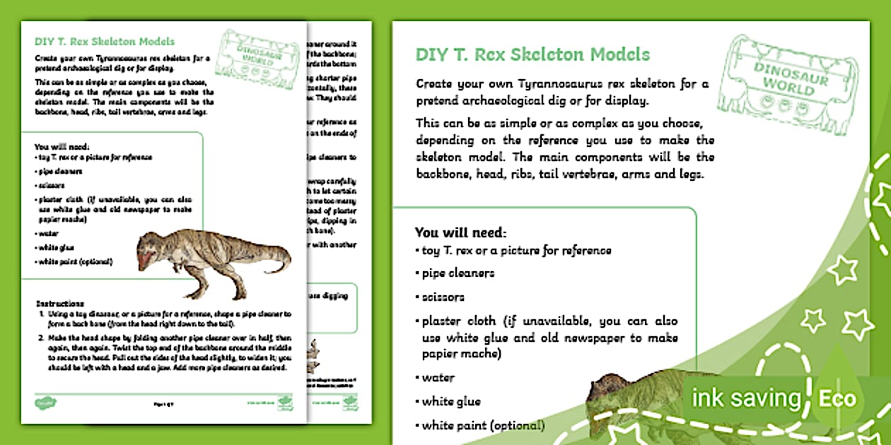 DIY T. Rex Skeleton Craft Instructions (teacher made)