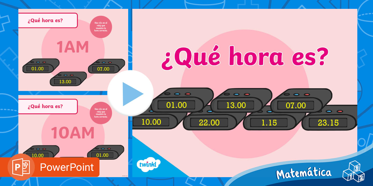 PowerPoint | Reloj analógico |Identificar horas |Matemáticas