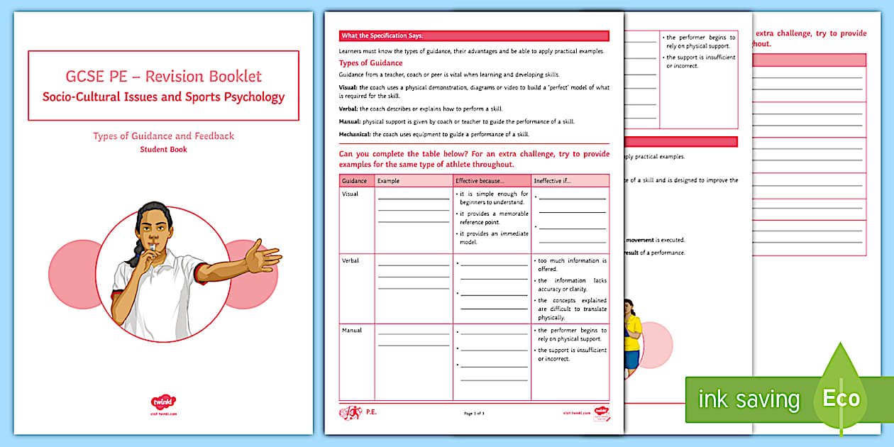 GCSE PE: Types of Guidance and Feedback Revision Booklet