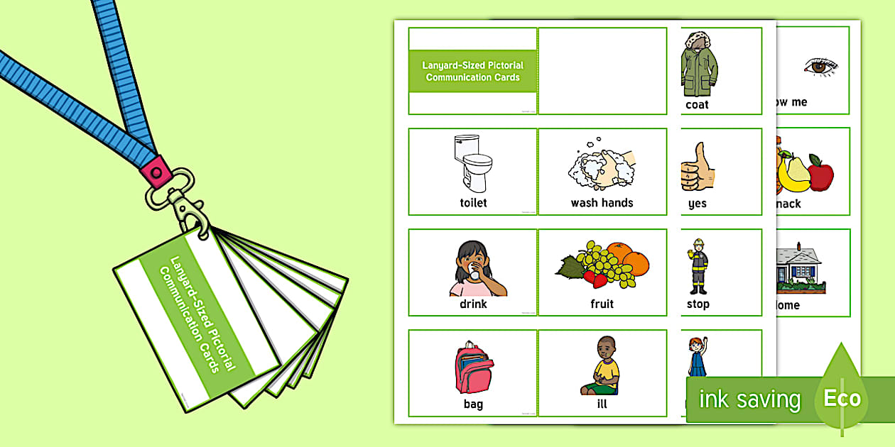 Editable Lanyard-Sized Pictorial Communication Cards