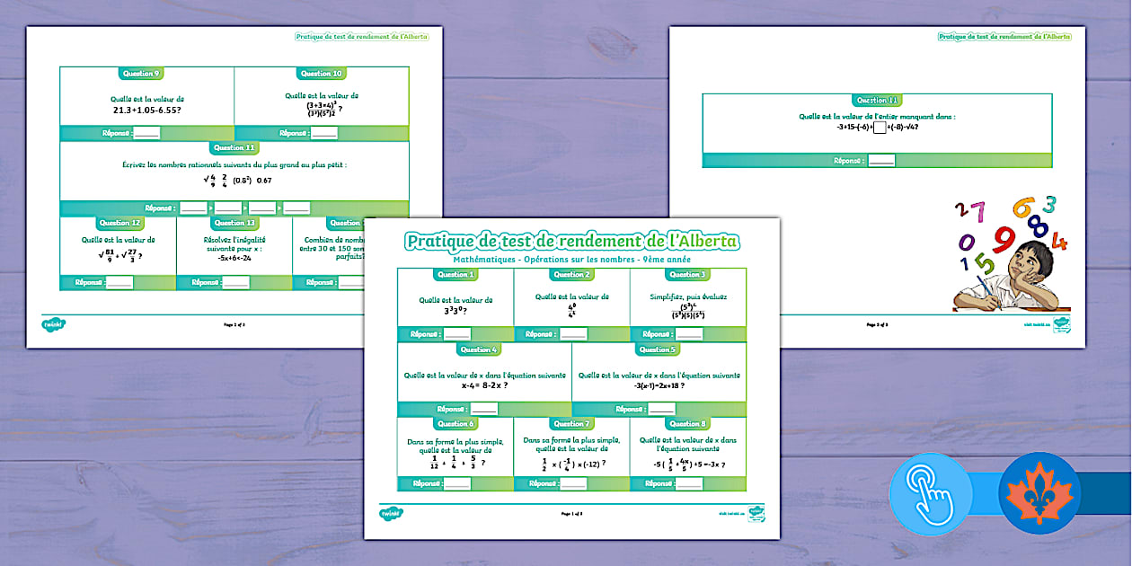 AB Testing Practice Grade 9 Maths Number Operations French