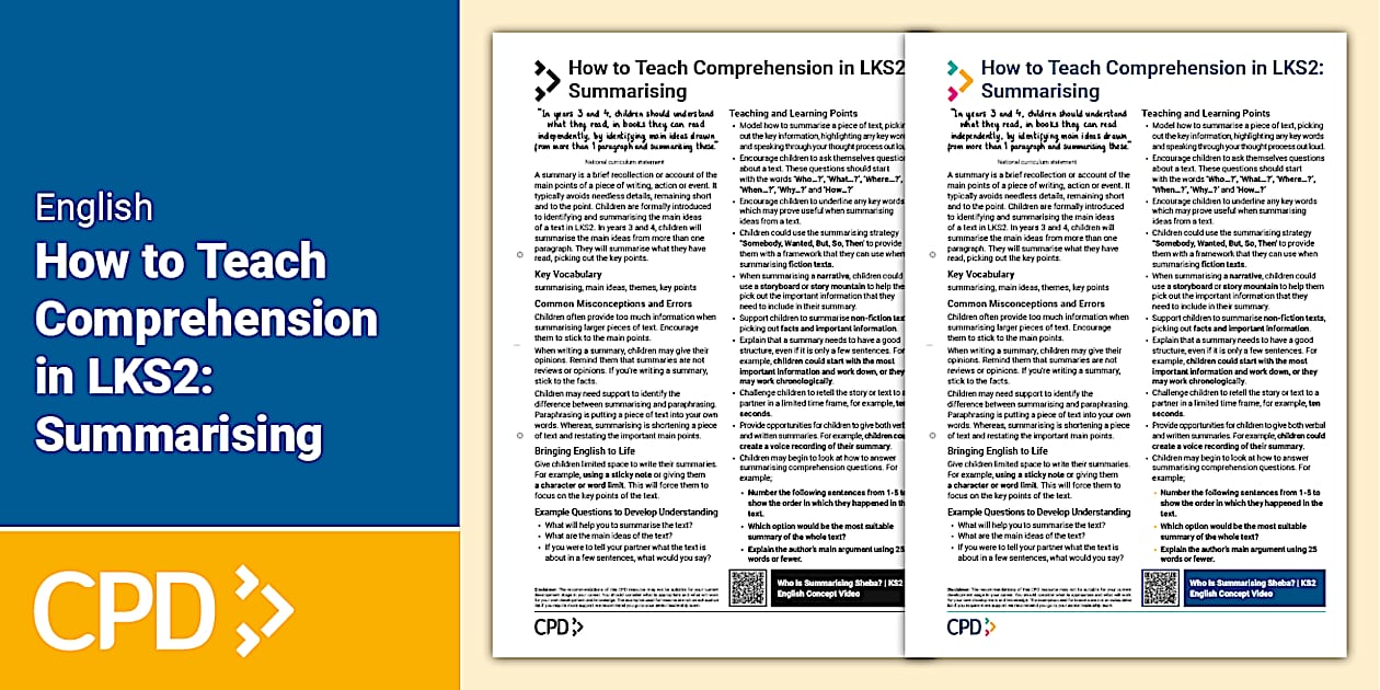 How to Teach Comprehension in LKS2: Summarising - Twinkl
