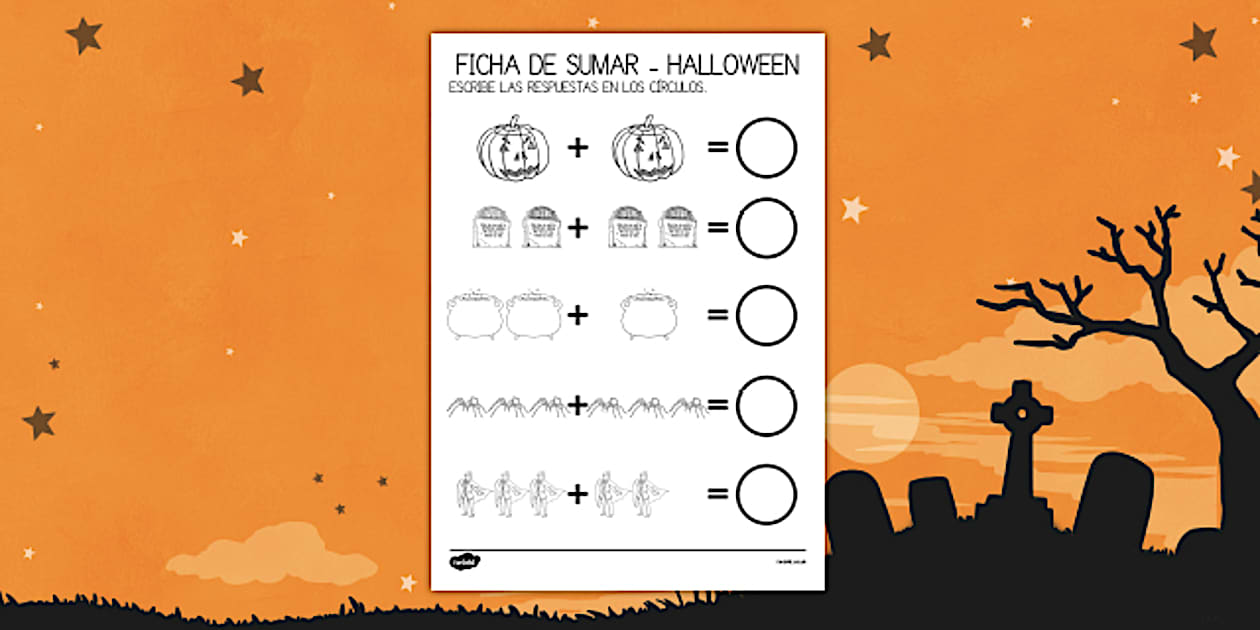 Halloween Ficha para contar y sumar - Twinkl