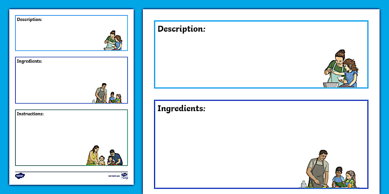 Instructions for Recipes Editable Template (teacher made)