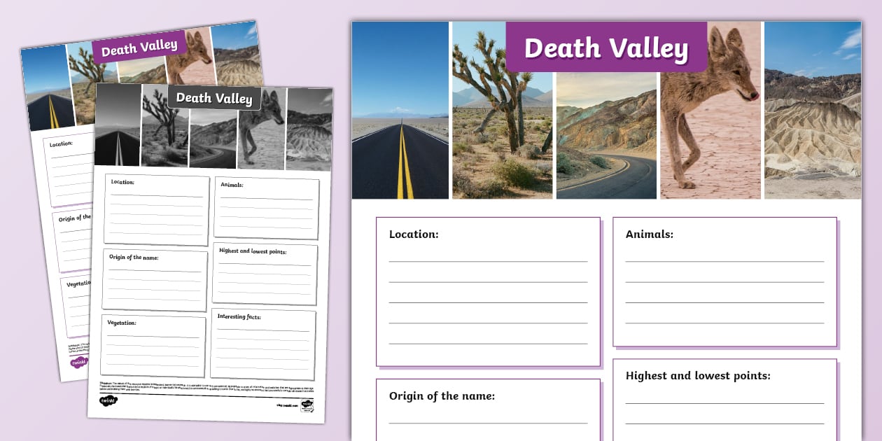 Death Valley Fact File Template (teacher made) - Twinkl