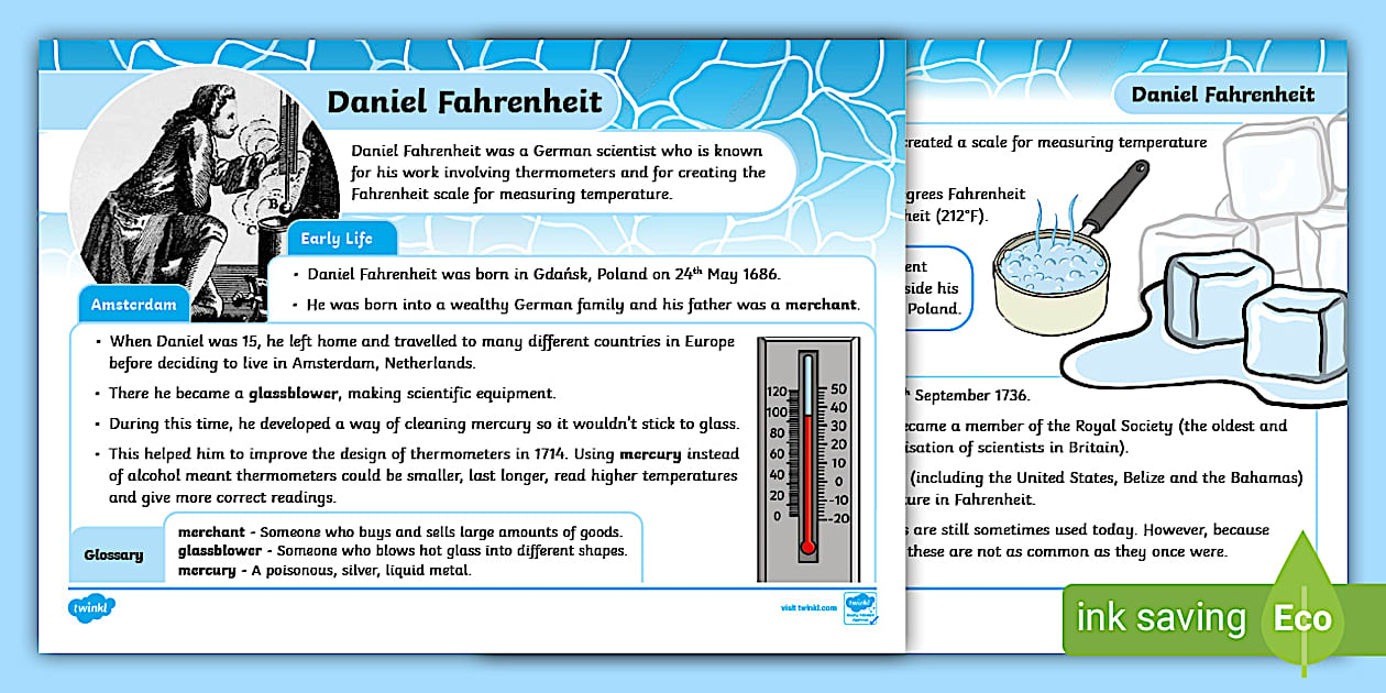 Daniel Fahrenheit Fact File (Teacher-Made) - Twinkl