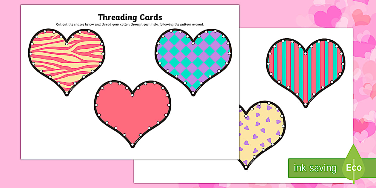 Heart Threading Cards (teacher made) - Twinkl