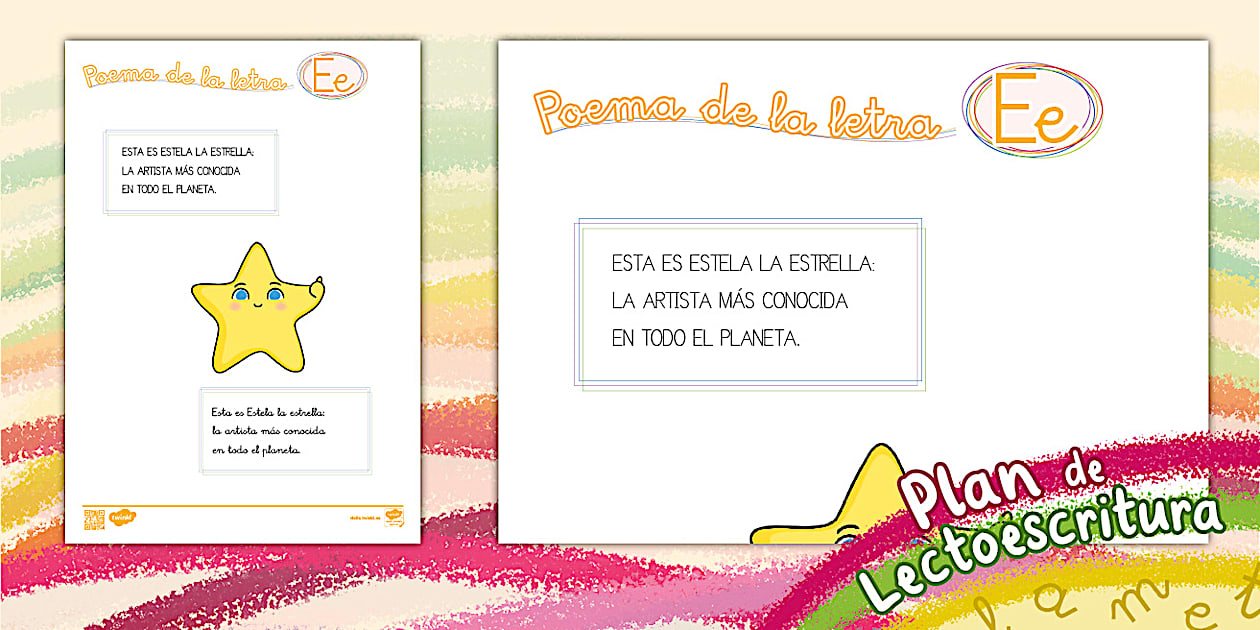 Plan de lectoescritura: La letra E - Poema - Twinkl