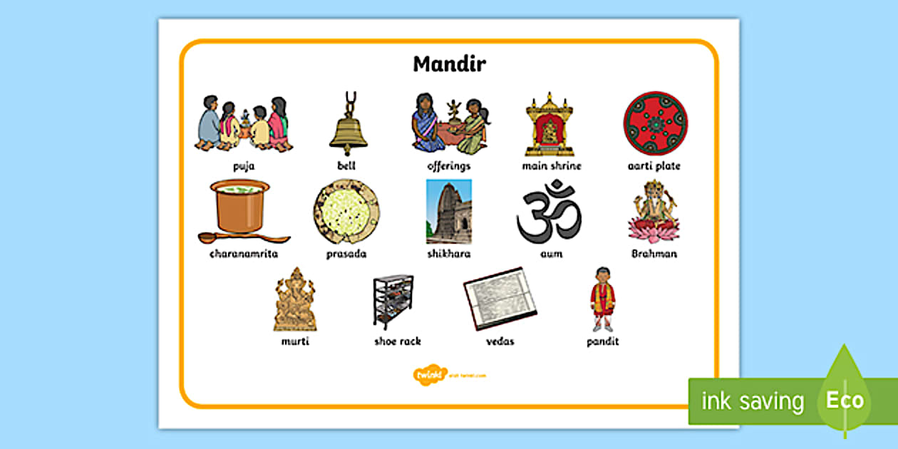 Mandir Word Mat (teacher made) - Twinkl