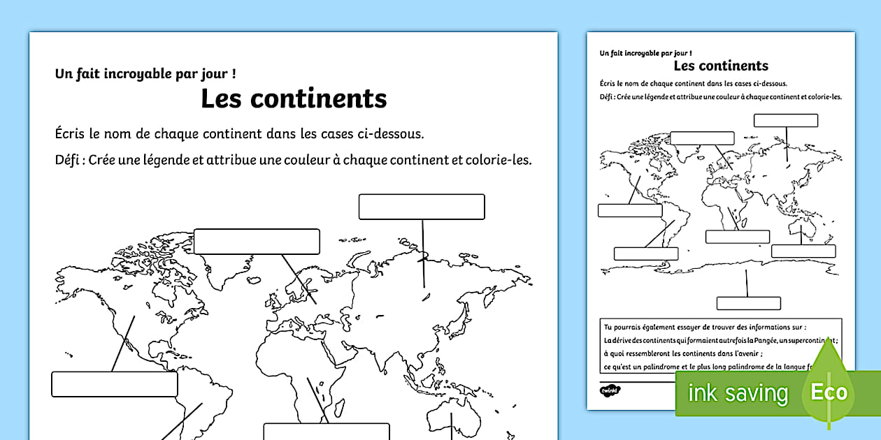Feuille d'activités : les continents (Teacher-Made)