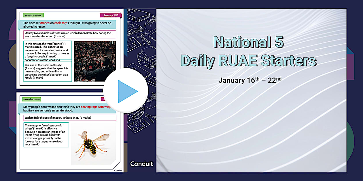 National 5 Daily RUAE Starters January 16th-22nd - Twinkl