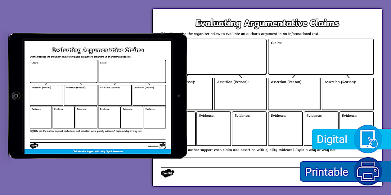Evaluating Argumentative Claims Organizer for 6th-8th Grade