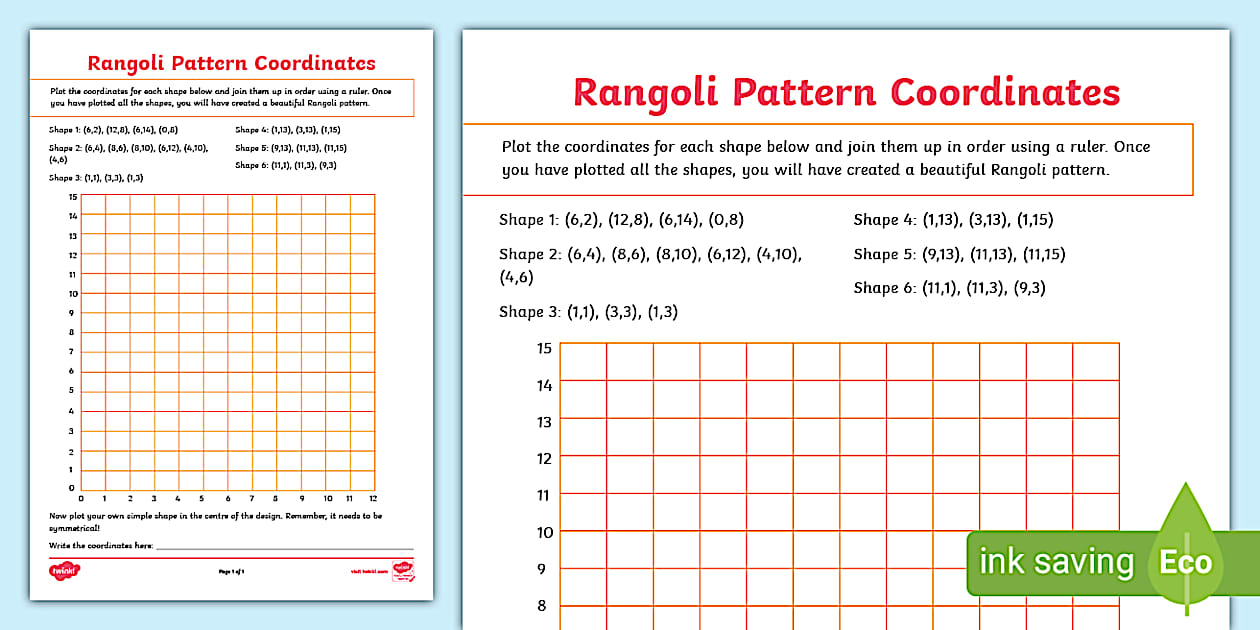 Rangoli Patterns Coordinates Activity (teacher made)