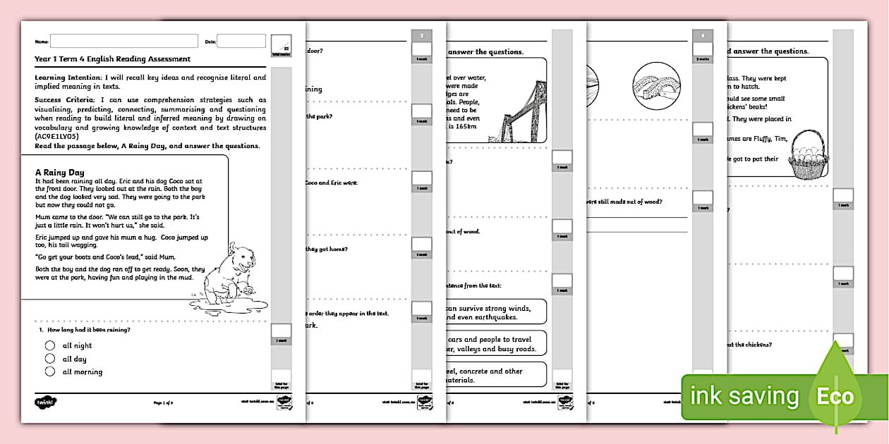 Year 1 Term 4 English Reading Assessment | Twinkl - Twinkl