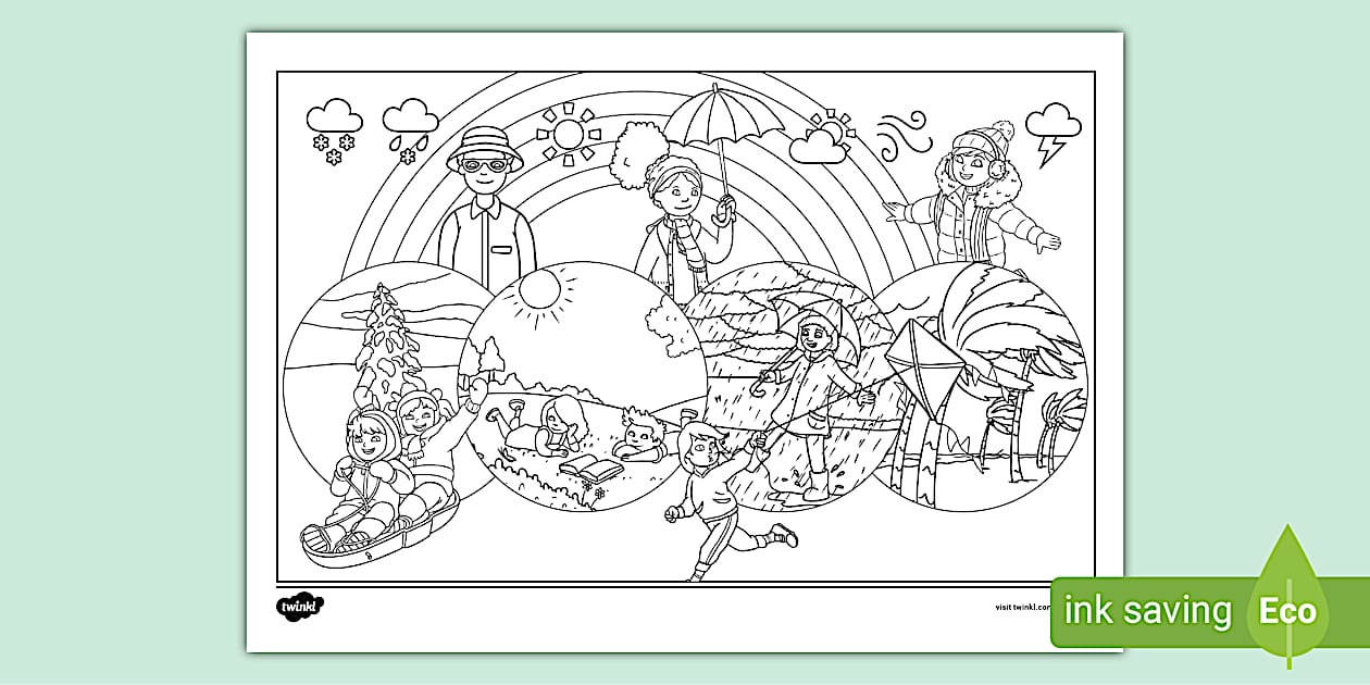 Weather Colouring Montage (teacher made) - Twinkl